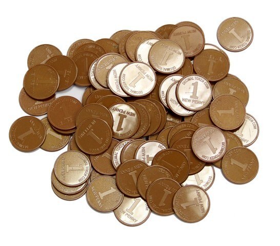 DRY060259 - 1p Coins Plastic Play Coins - Pack of 100 | Findel Dryad UAE