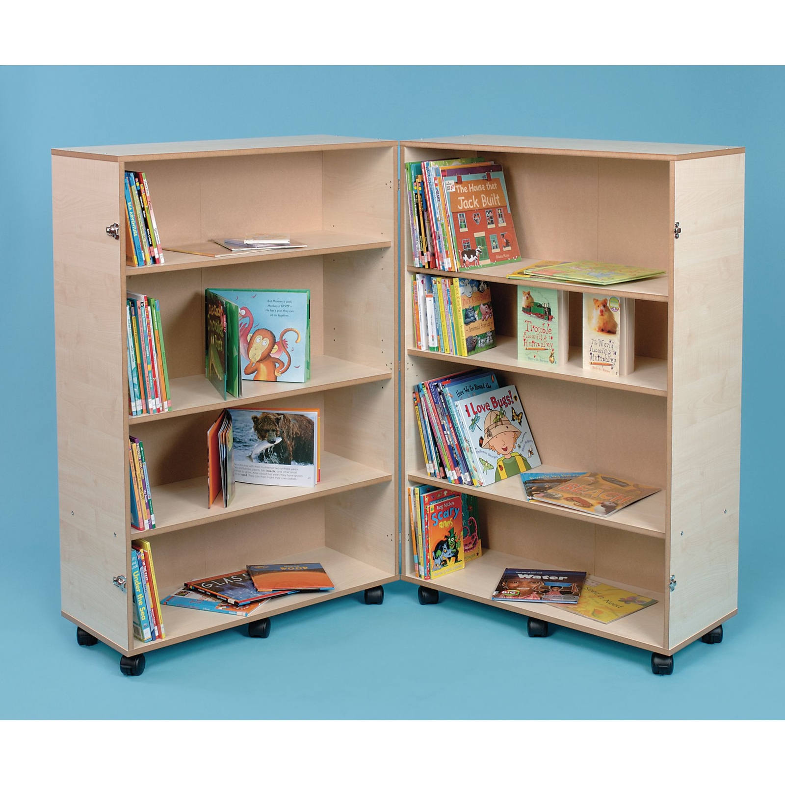 Hinged and Adjustable Bookcase 800 x 640 x 1260mm, Lockable Castors ...