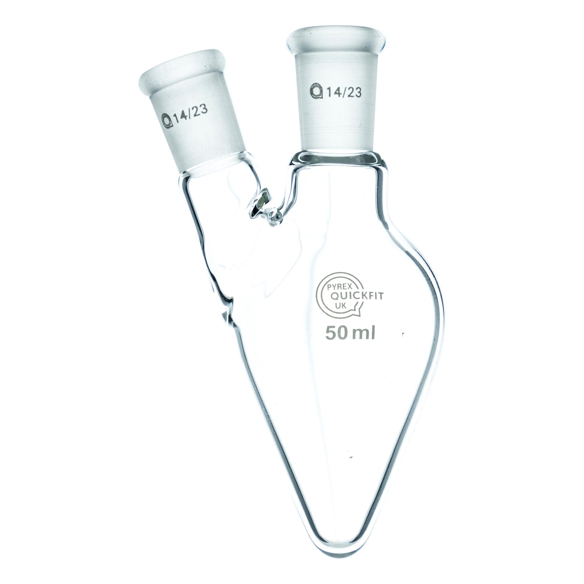 Quickfit Pear Shaped Flask - Double Neck - 50ml | B8A36316 | Philip Harris