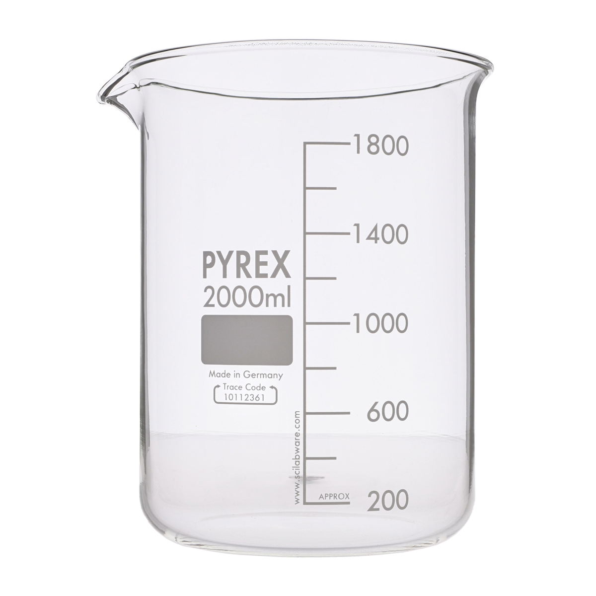 Pyrex Glass Beaker, Squat Form - 2000ml | B8A54501 | Philip Harris