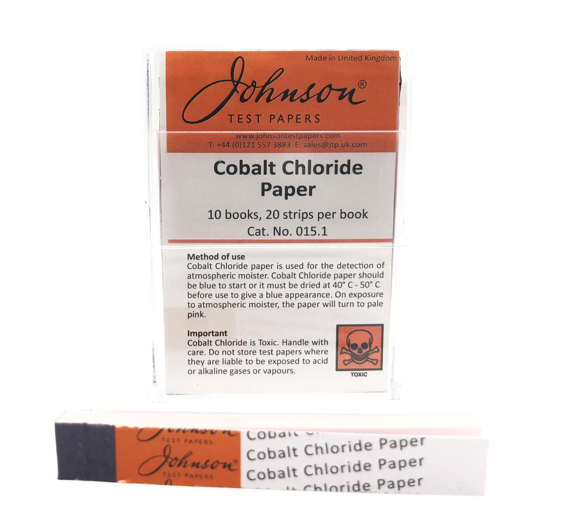 Johnson Cobalt Chloride Test Paper - Pack of 10 | B8A84864 | Philip Harris