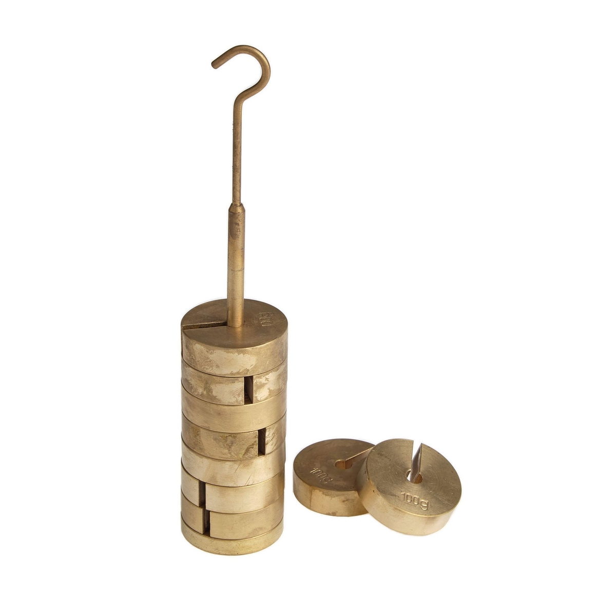 Hanging Slotted Masses, Brass (1KG) - 9 x 100g Masses and Hanger ...