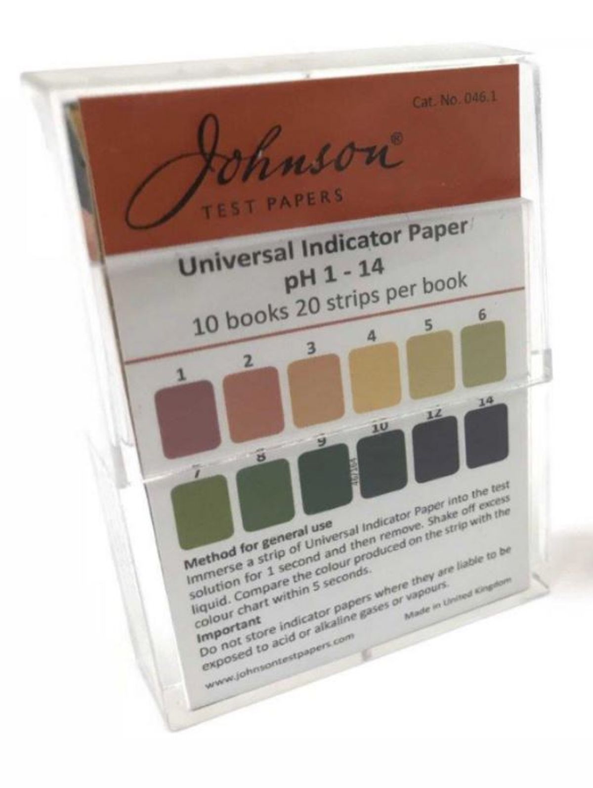 Johnson Universal Indicator Paper: Full Range (pH 1-14) - Pack of 10 ...