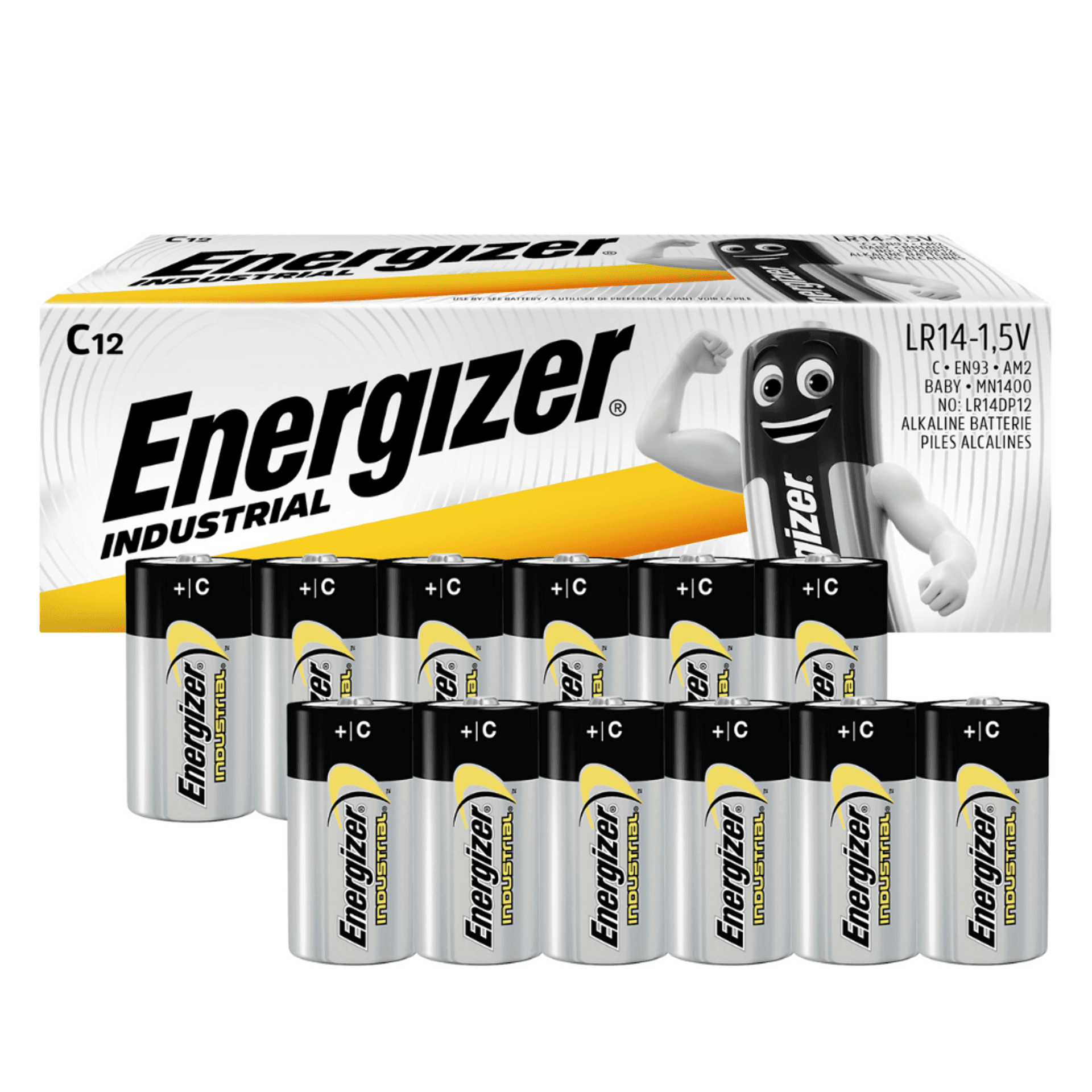 Energizer Industrial Alkaline Battery - C LR14 - Pack of 12 | HE1010070 ...