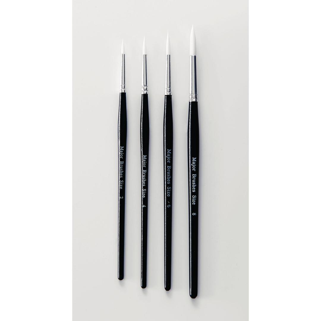 White Synthetic Sable Brushes - Round - Assorted Sizes - Pack of 20 ...