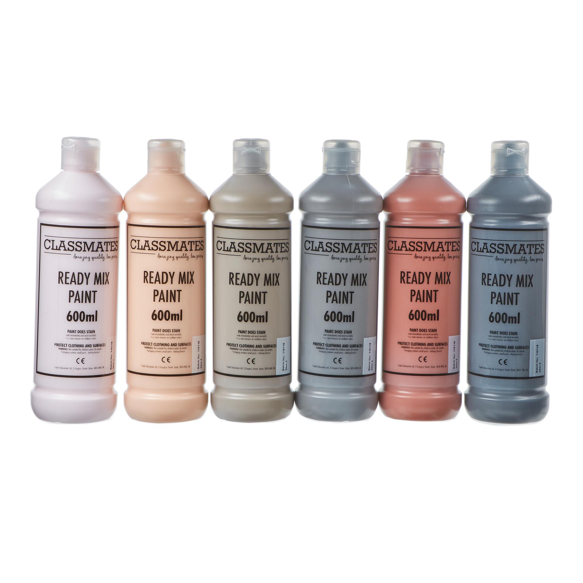 Classmates Ready Mixed Paint - Skin Tones - 600ml - Pack of 6 ...