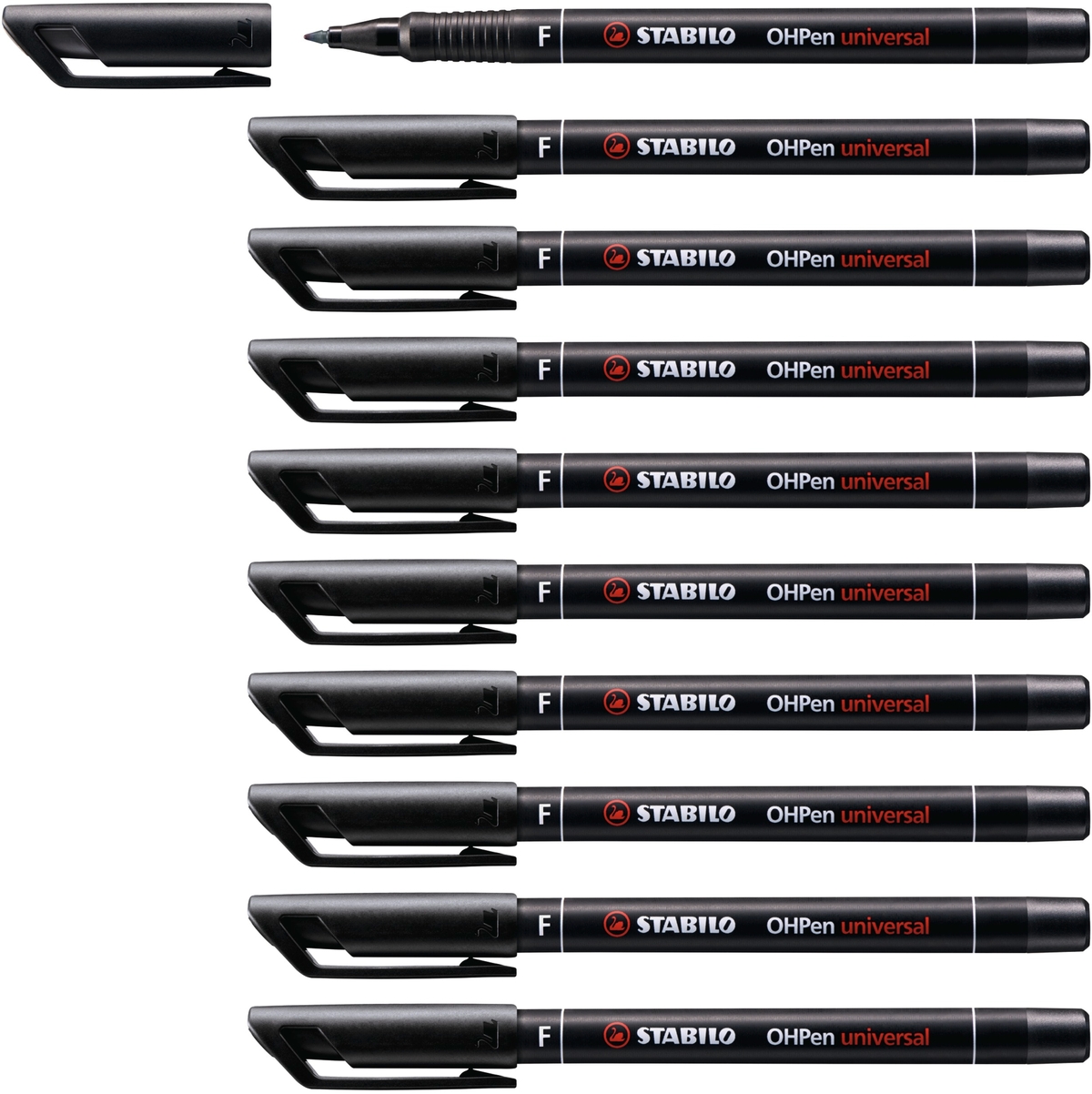 STABILO OHP Permanent Marker Pens - Fine Tip - Black - Pack of 10 ...