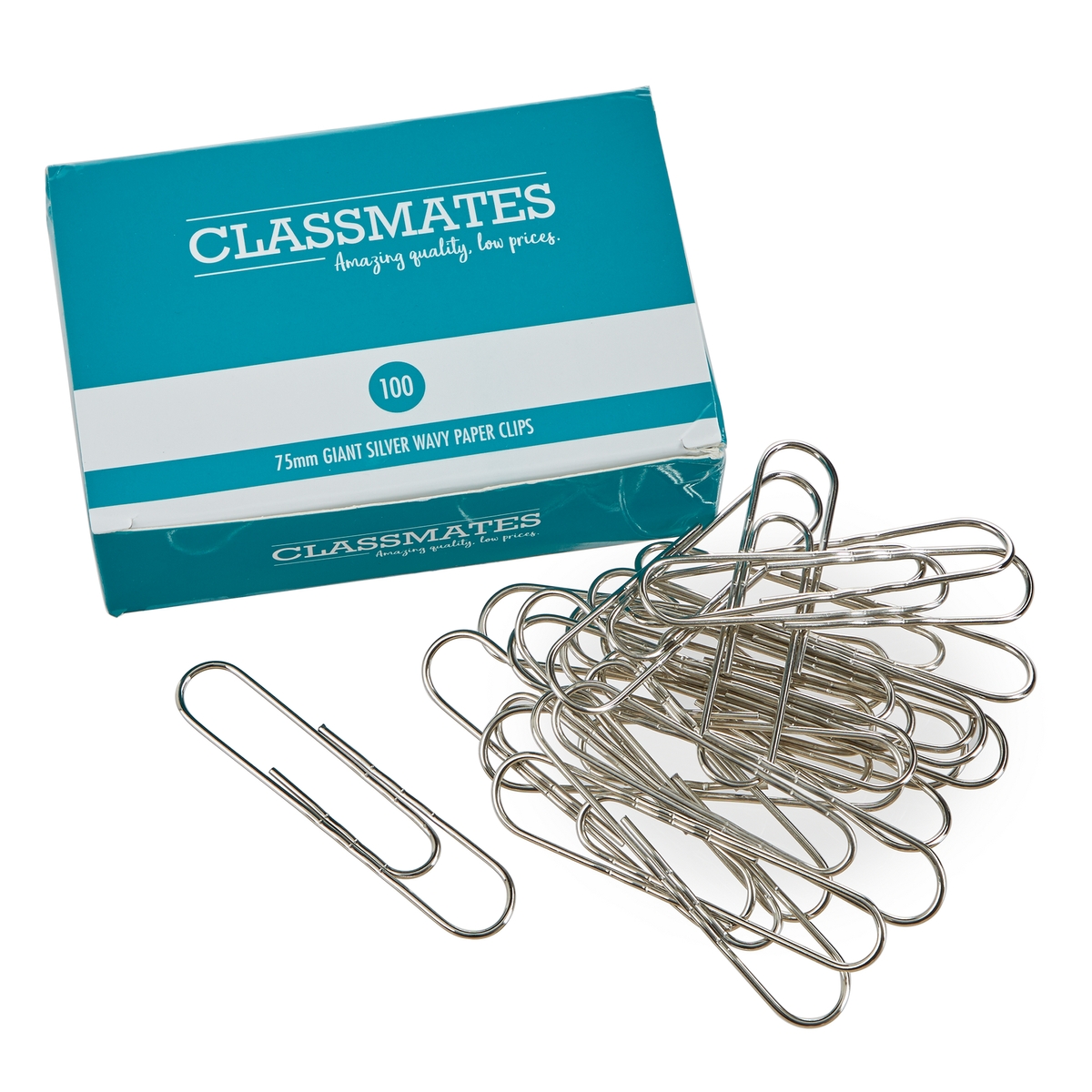 Classmates Giant Wavy Paper Clips - 75mm - Pack of 100 | G284823 | GLS
