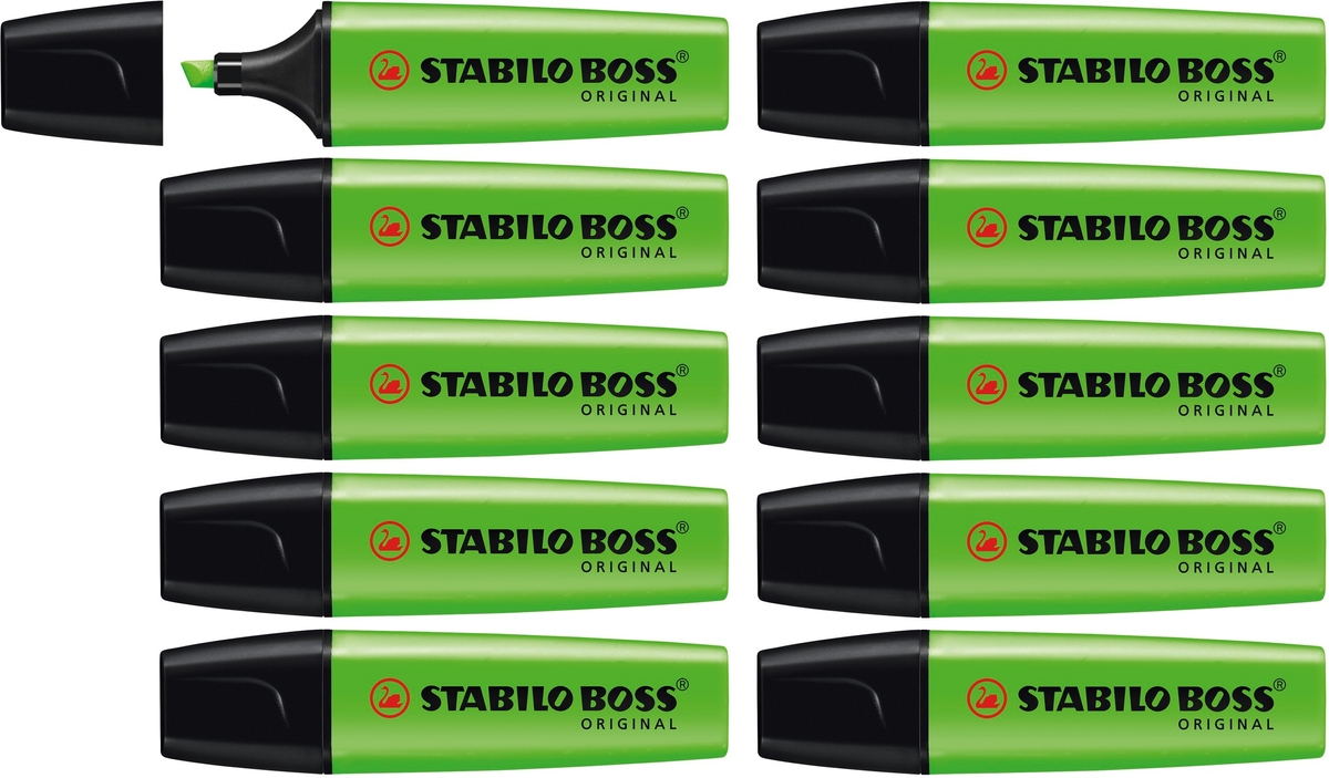 STABILO BOSS ORIGINAL Highlighters - Green - Pack of 10 | HE296094 | Hope