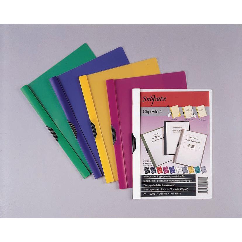 Snopake Clip File - A4 - Assorted - Pack of 5 | HC296887 | Findel Dryad