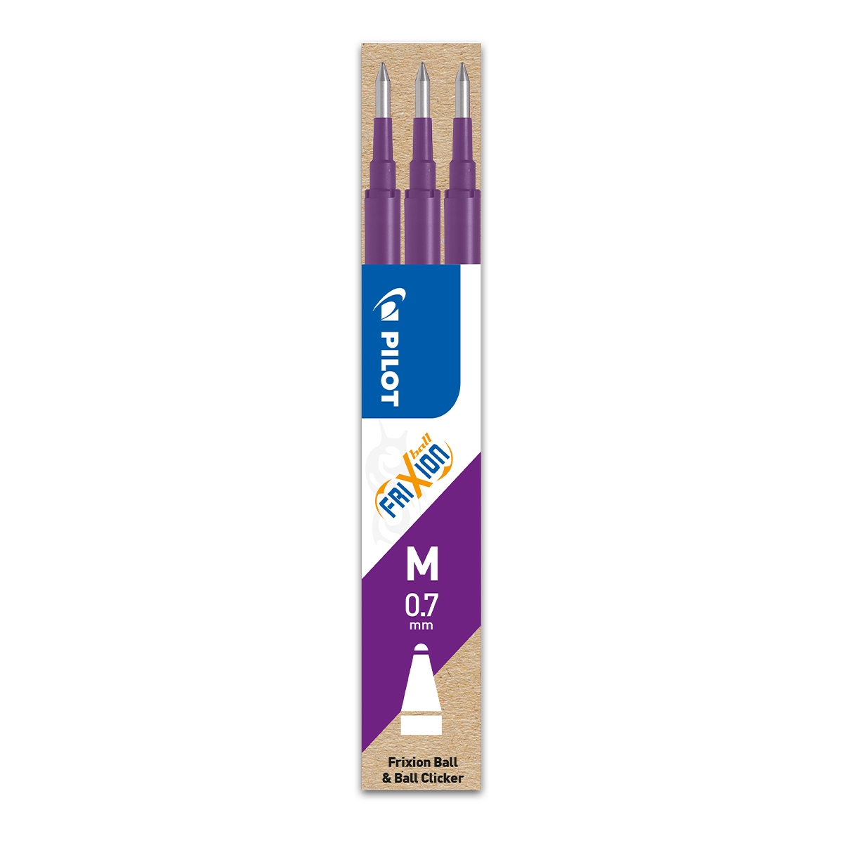 PILOT FriXion Ball and Clicker Refill Pen - Purple - Pack of 3 ...