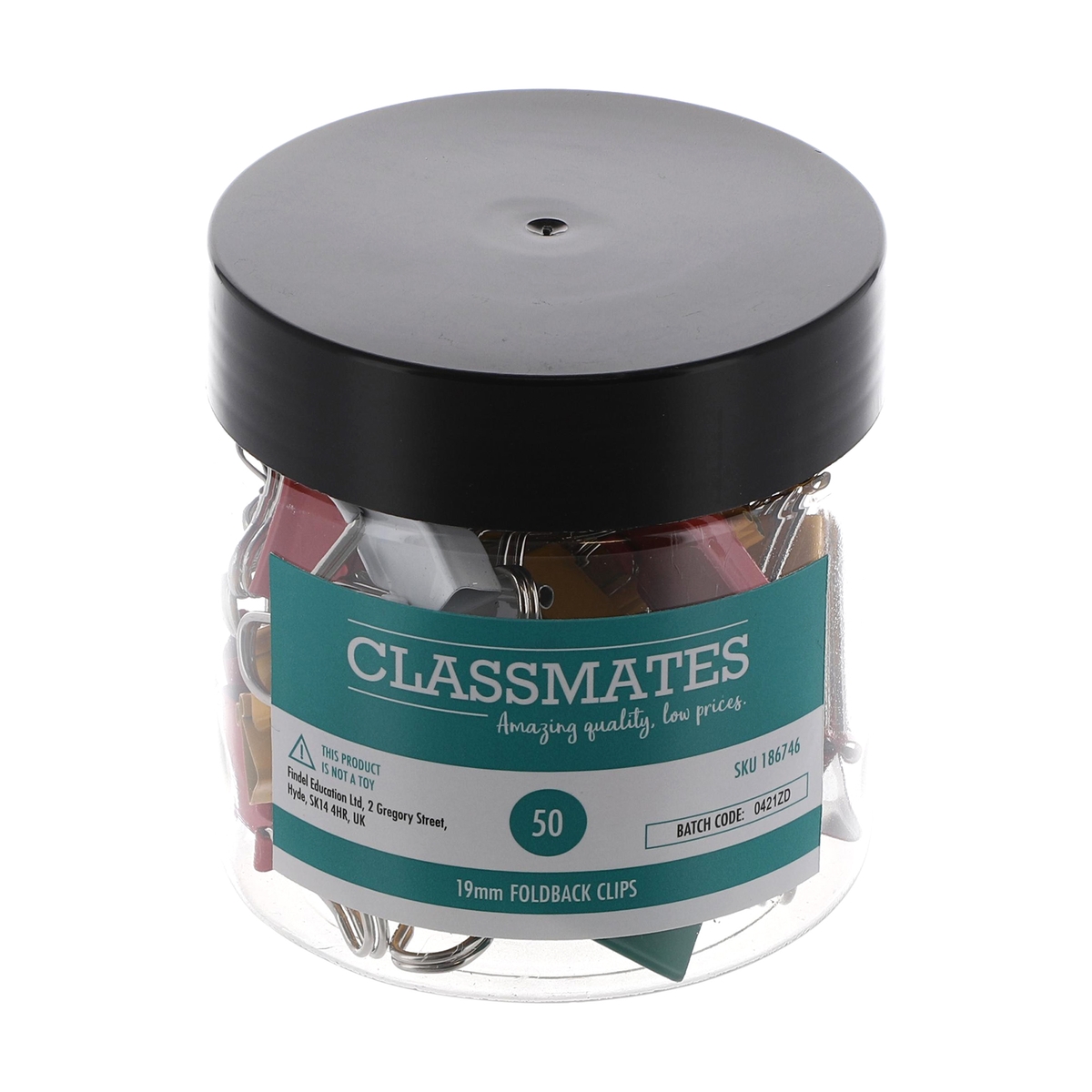 Classmates Fold Back Clip - Assorted - 19mm - Pack of 50 | G314411 | GLS
