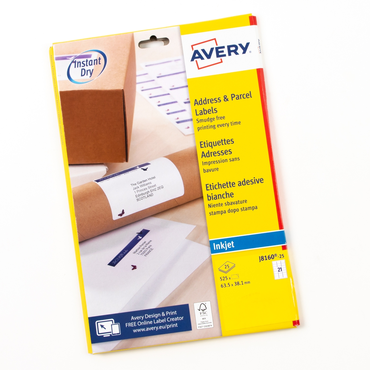 AVERY Quick-Dry Labels -White - 63.5x38.1mm - 21 Labels - Pack of 25 ...