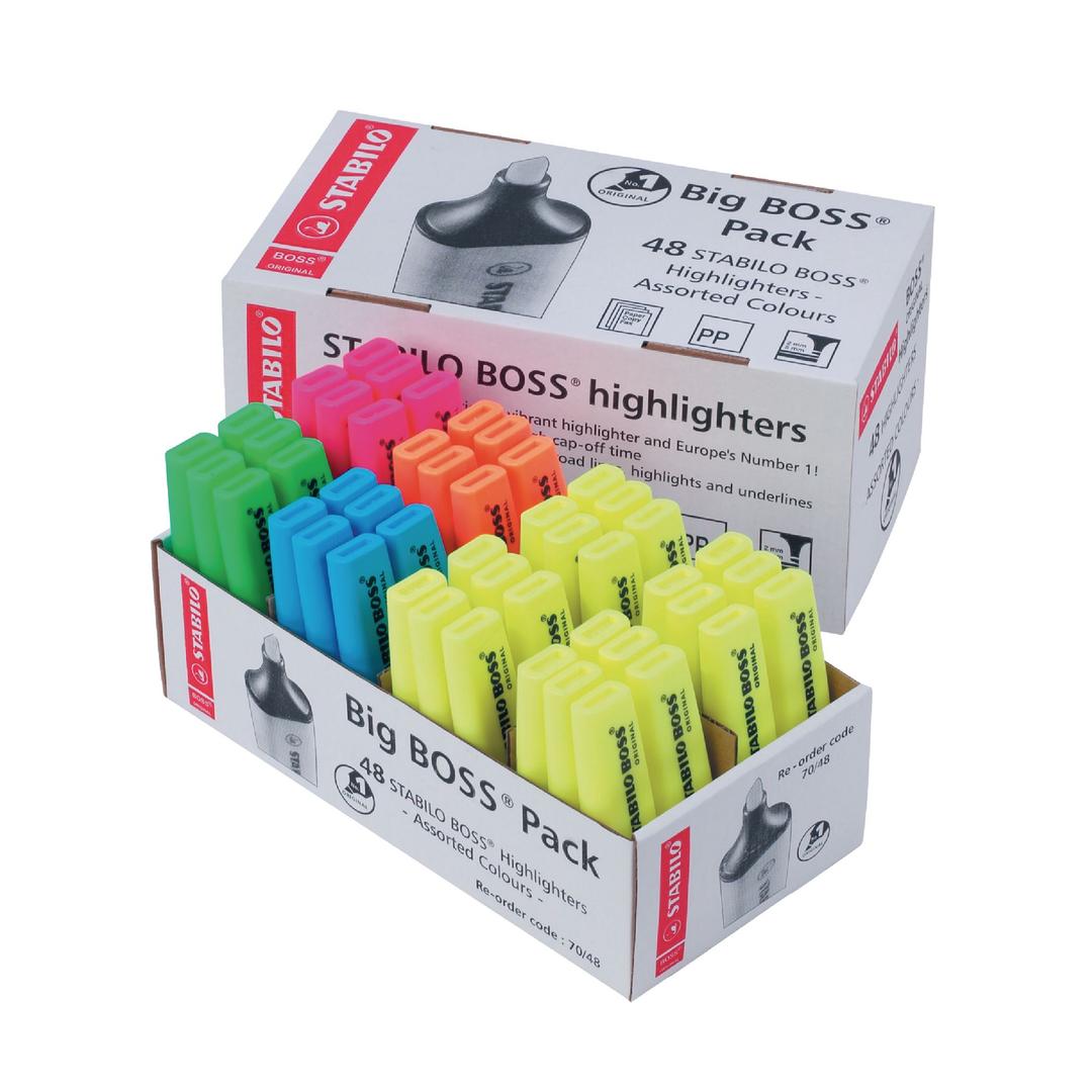 STABILO BOSS ORIGINAL Highlighters - Assorted - Pack of 48 | HE322042 ...
