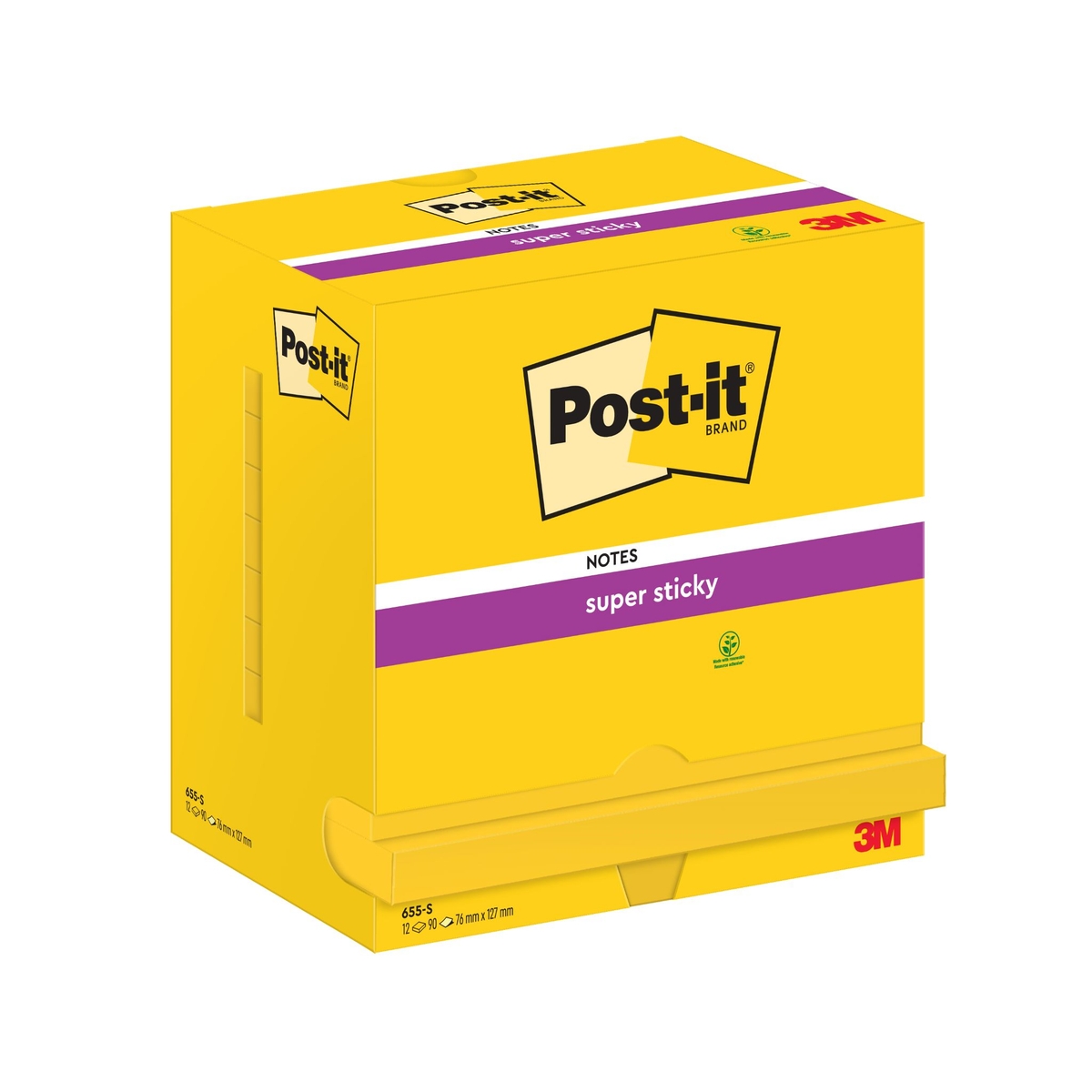Post-it Super Sticky Notes - Canary Yellow - 76 x 127mm - Pack of 12 ...