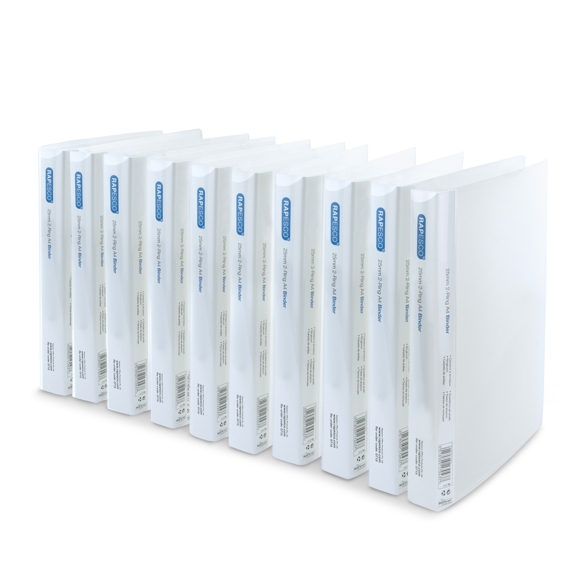 RAPESCO 25mm 2-Ring Binder - A4 - Clear - Pack of 10 | G394530 | GLS