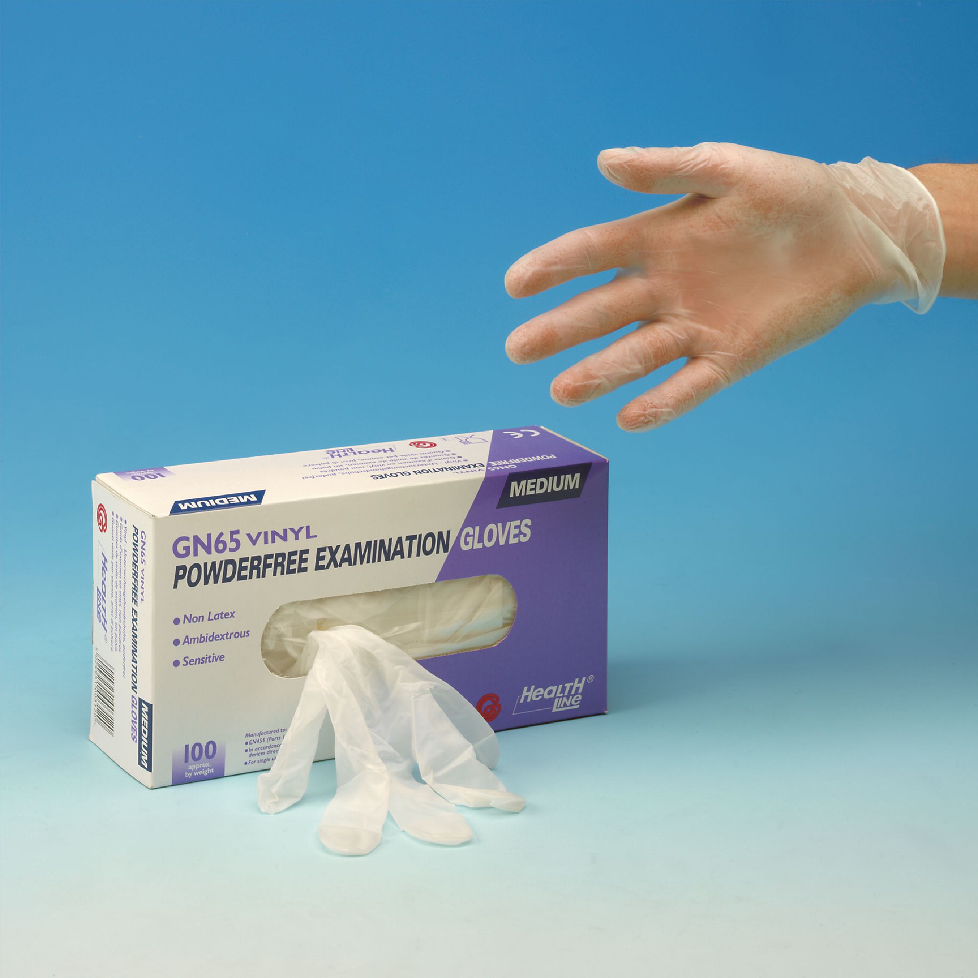 Polyco Medium Clear Powder Free Vinyl Disposable Gloves Pack of 100