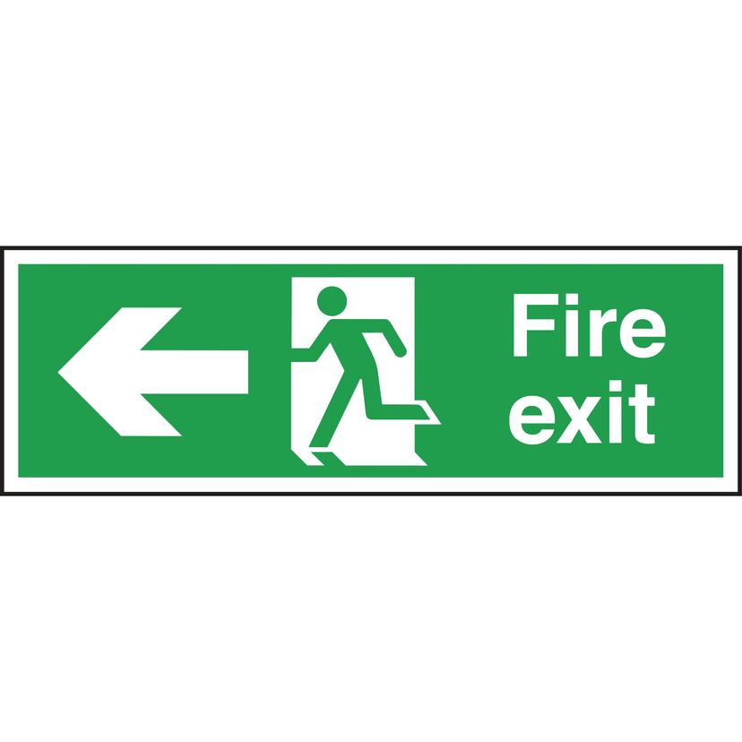 Safety Signs - Fire Exit Left Arrow - 150 x 450mm PVC | B8R08955 ...