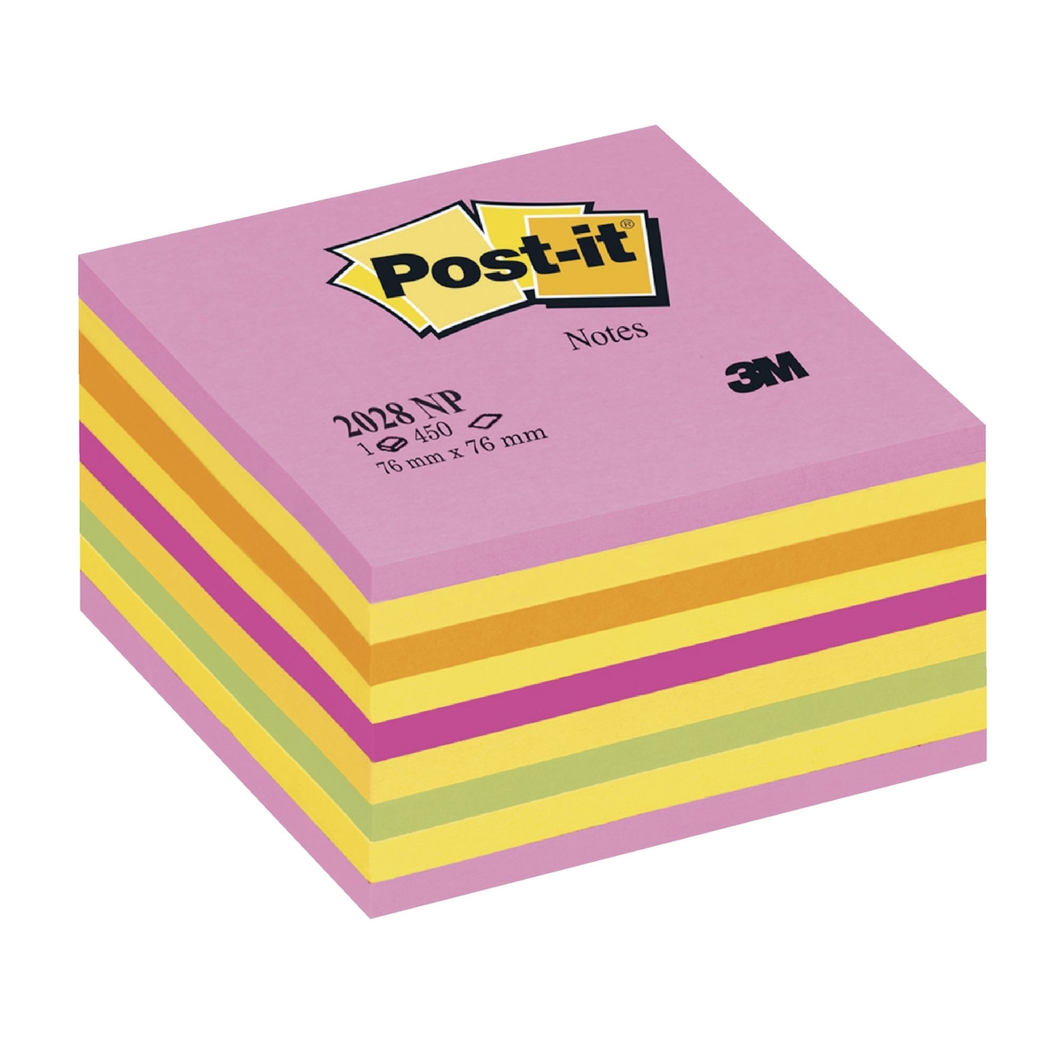 Post-it Notes Cube - Assorted Neon Pinks - 76 x 76mm | G912561 | GLS