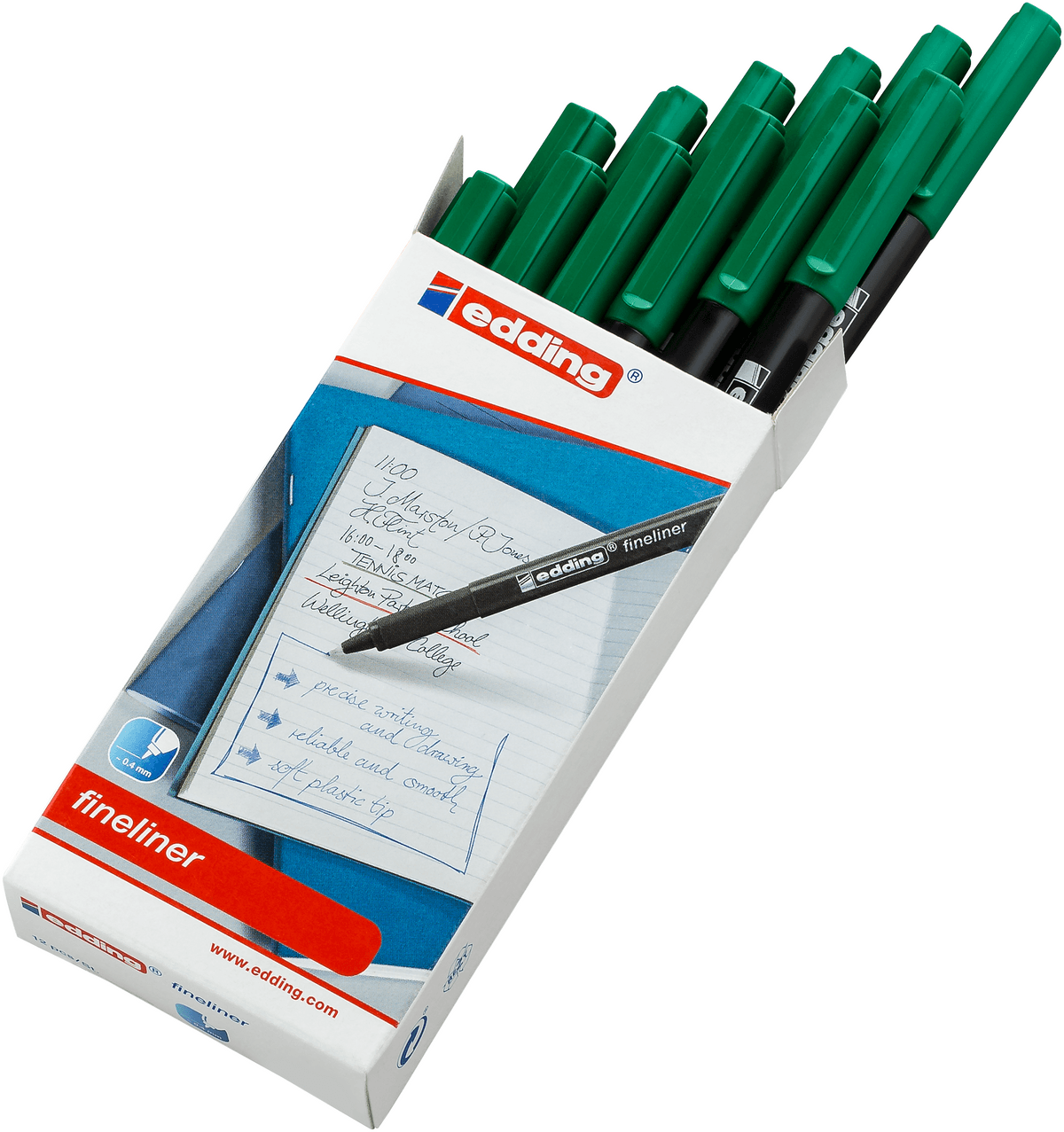 edding Fineliner Pen - Green - Pack of 12 | HC1102980 | Findel ...