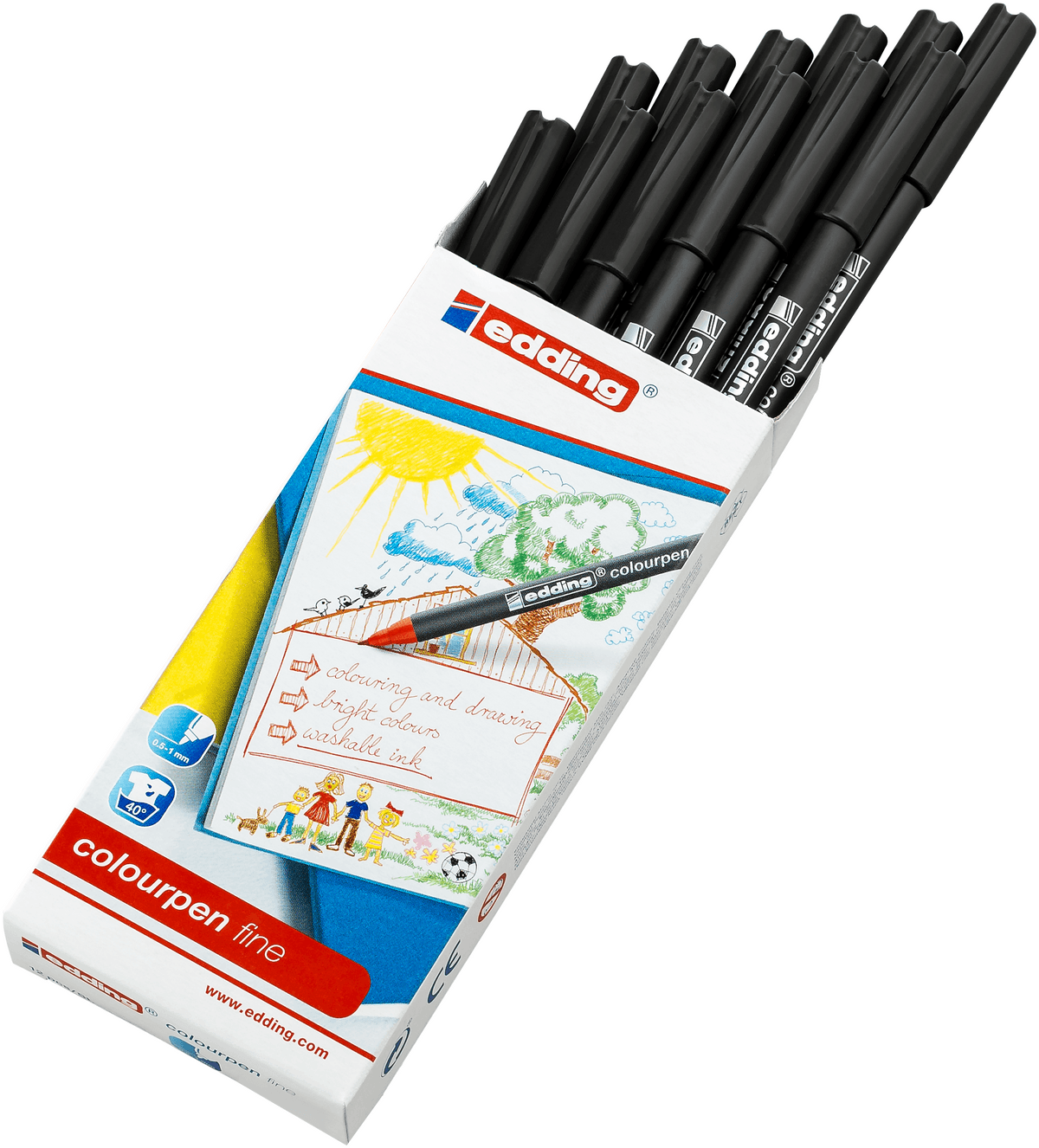 edding Colourpen - Black - Fine Tip - Pack of 12 | HC1103030 | Findel ...