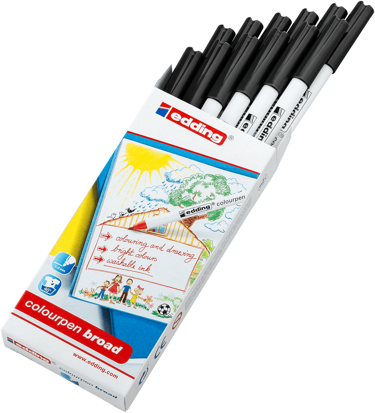 edding Colourpen - Black - Broad Tip - Pack of 12 | HE1103035 | Hope