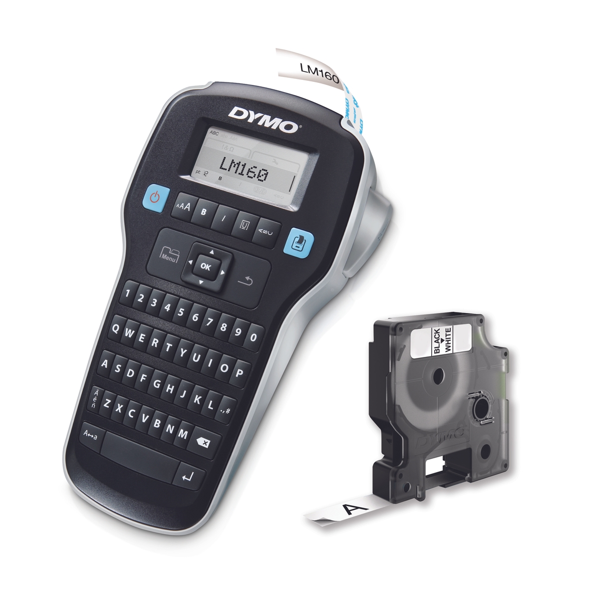DYMO LabelManager 160 Label Maker & D1 Black and White Tape Set - Pack ...
