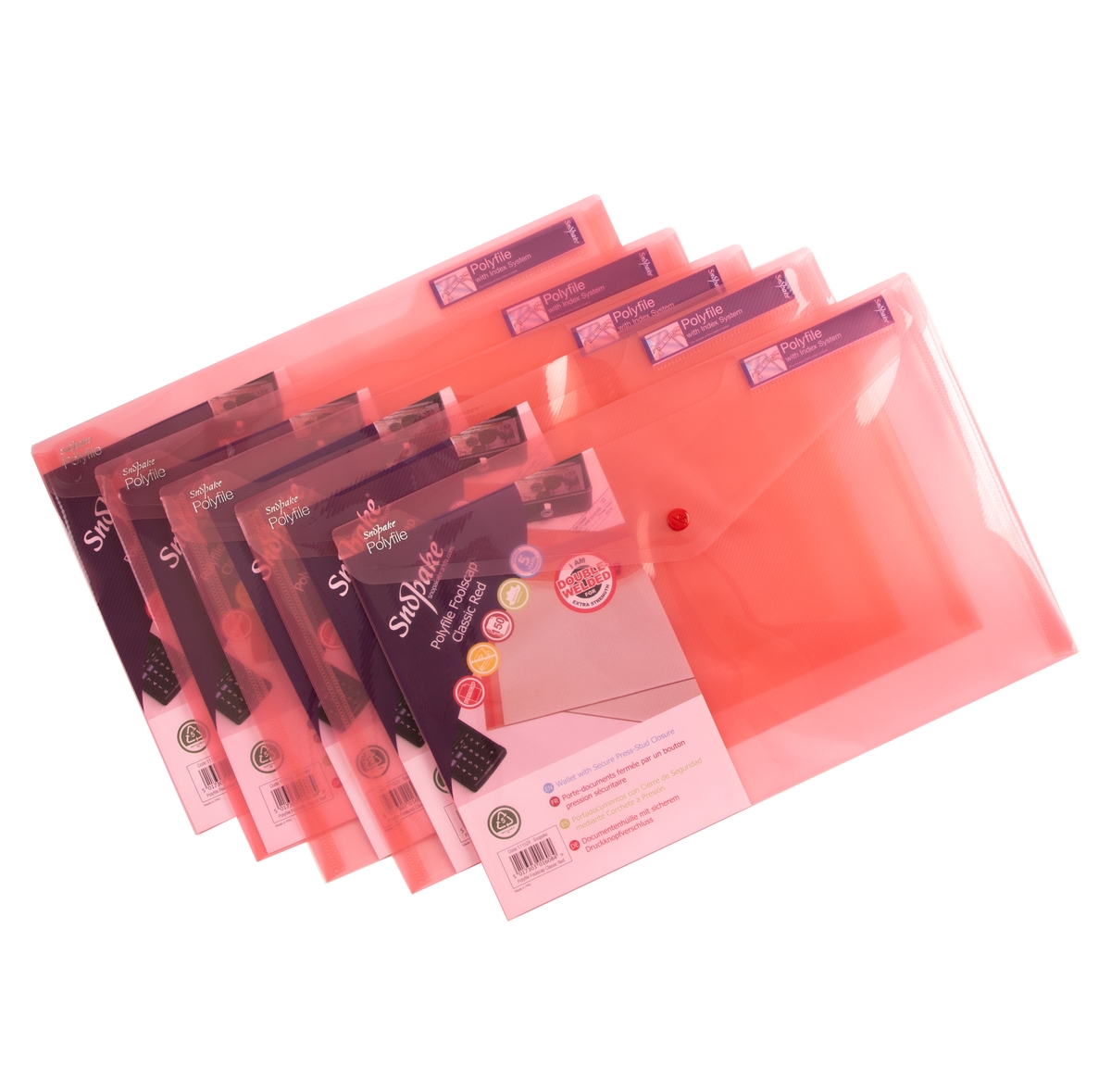 Snopake Classic Polyfile Popper Wallet - Foolscap - Red - Pack of 5 ...