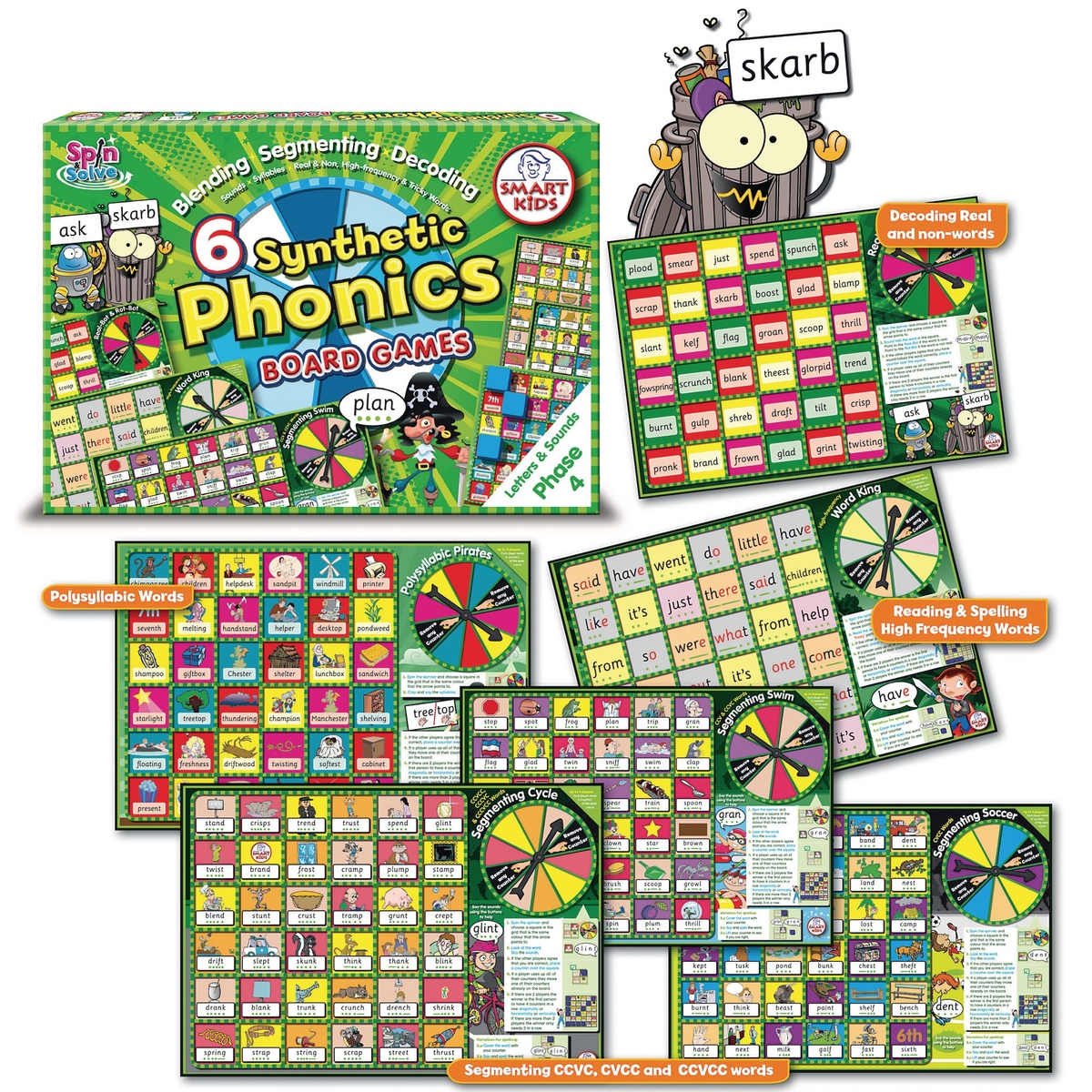 SMART KIDS Phonics Board Games - Phase 4 | HC1203176 | Findel International