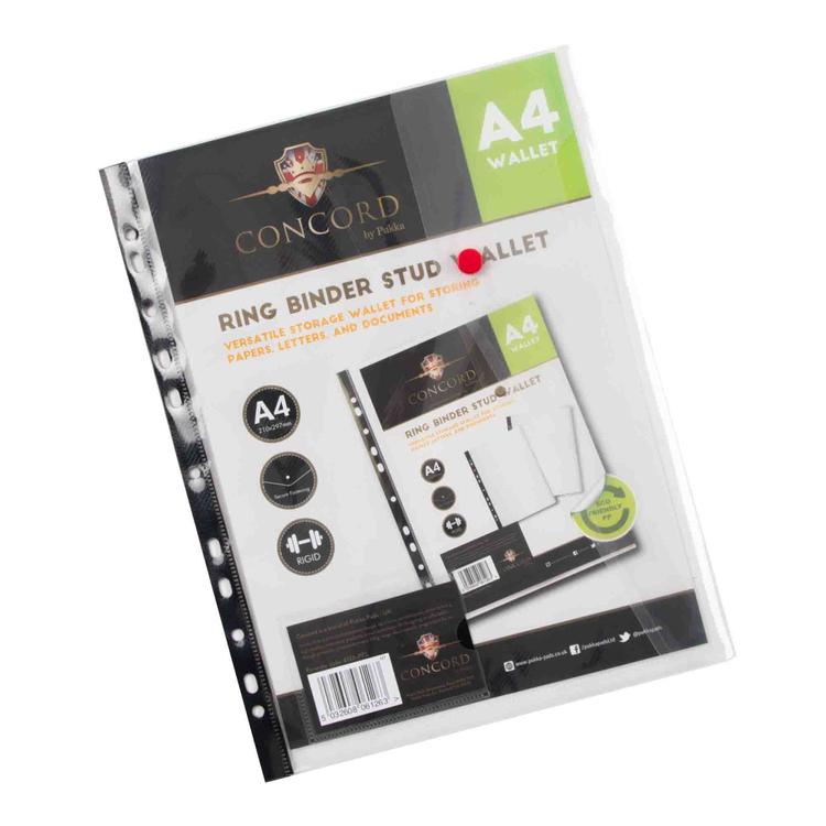CONCORD Ring Binder Stud Wallet - A4 - Clear - Pack of 5 | HC1431919 ...