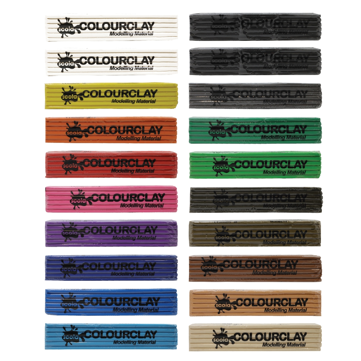 Scola Colour Clay - 500g - Standard Colours - Pack of 20 | HE1500460 | Hope