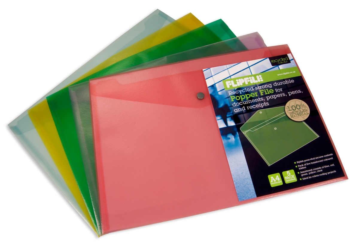 FlipFile Recycled Popper Wallet - A5 - Assorted - Pack of 5 | HC1556331 ...