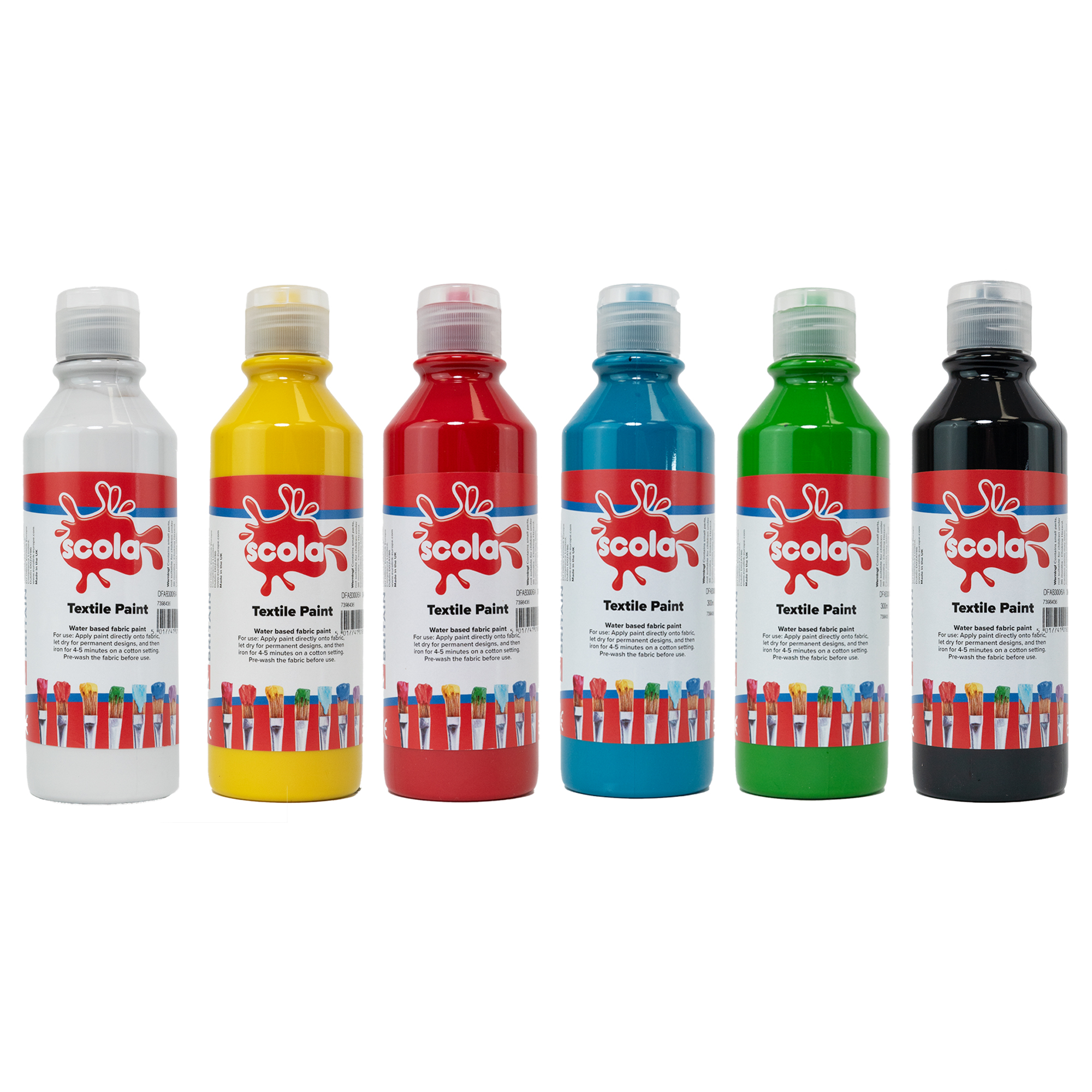 Scola Fabric Paint - 300ml - Standard Colours - Pack of 6 | HE1563928 ...