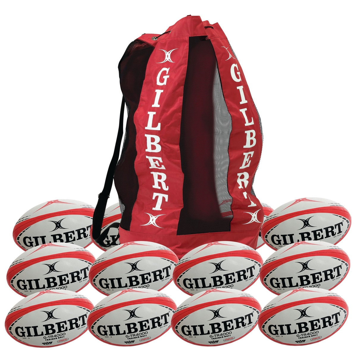 Gilbert G-TR4000 Training Rugby ball - White/Red - Size 3 - Pack of 12 ...