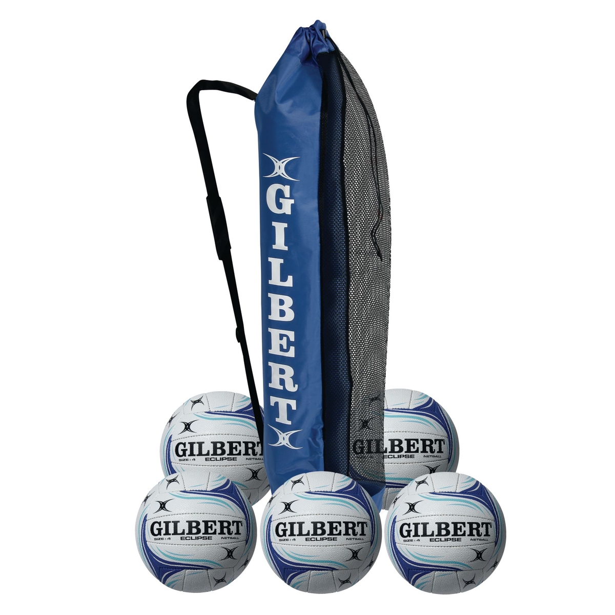 Gilbert Eclipse Match Netball - White/Blue - Size 4 - Pack of 5 ...