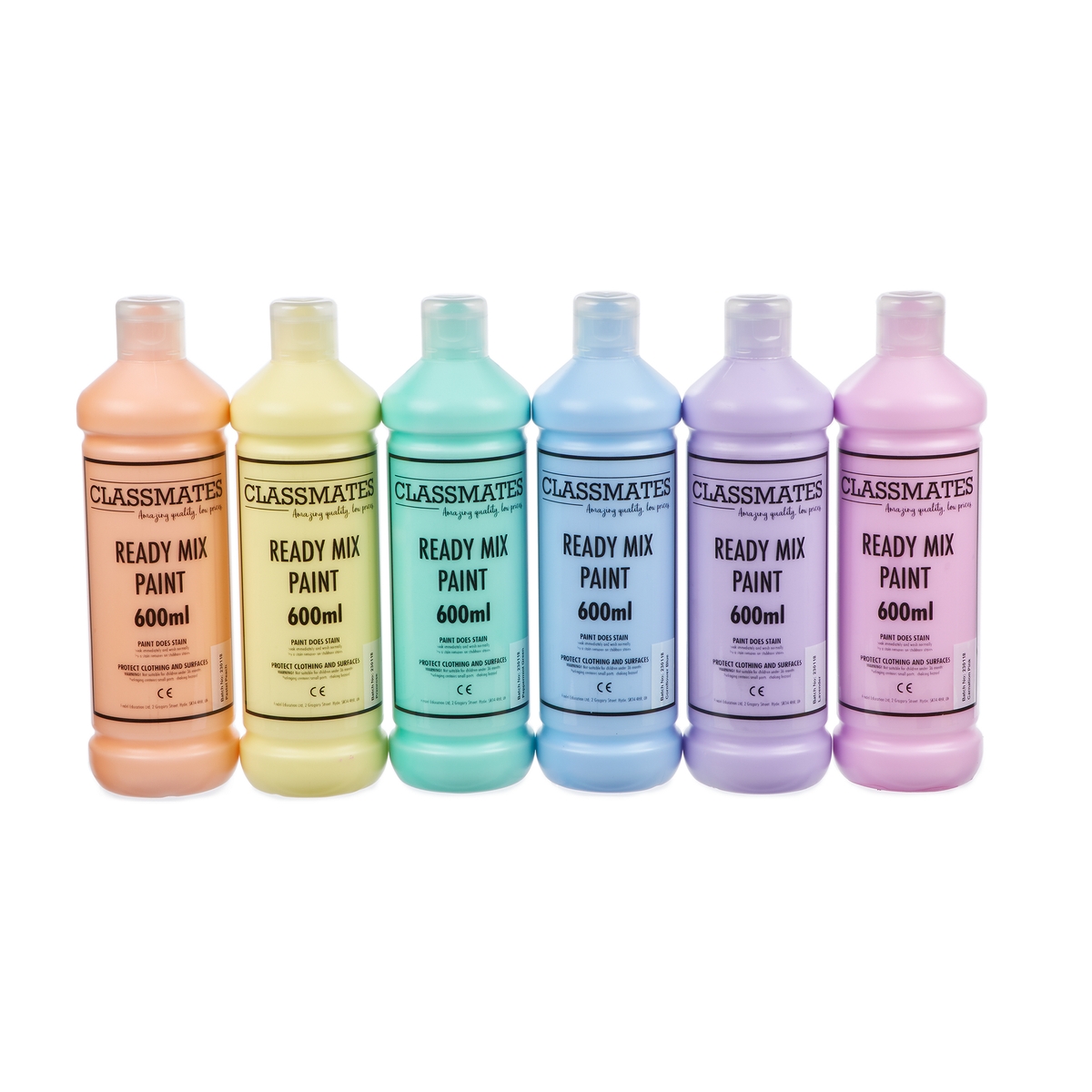 Classmates Ready Mixed Paint - Pastels - 600ml - Pack of 6 | G1643244 | GLS