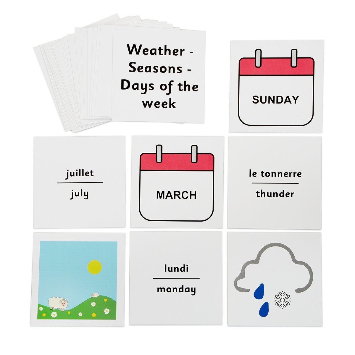 French Flash Cards - Weather, Months and Days from Hope Education ...
