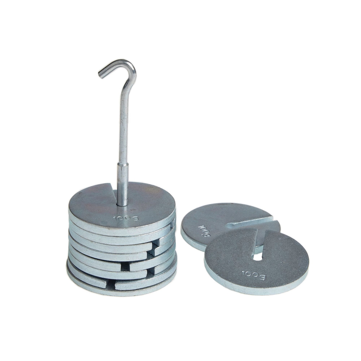 Hanging Slotted Masses: Steel (1KG) - 9 x 100g Masses and Hanger ...