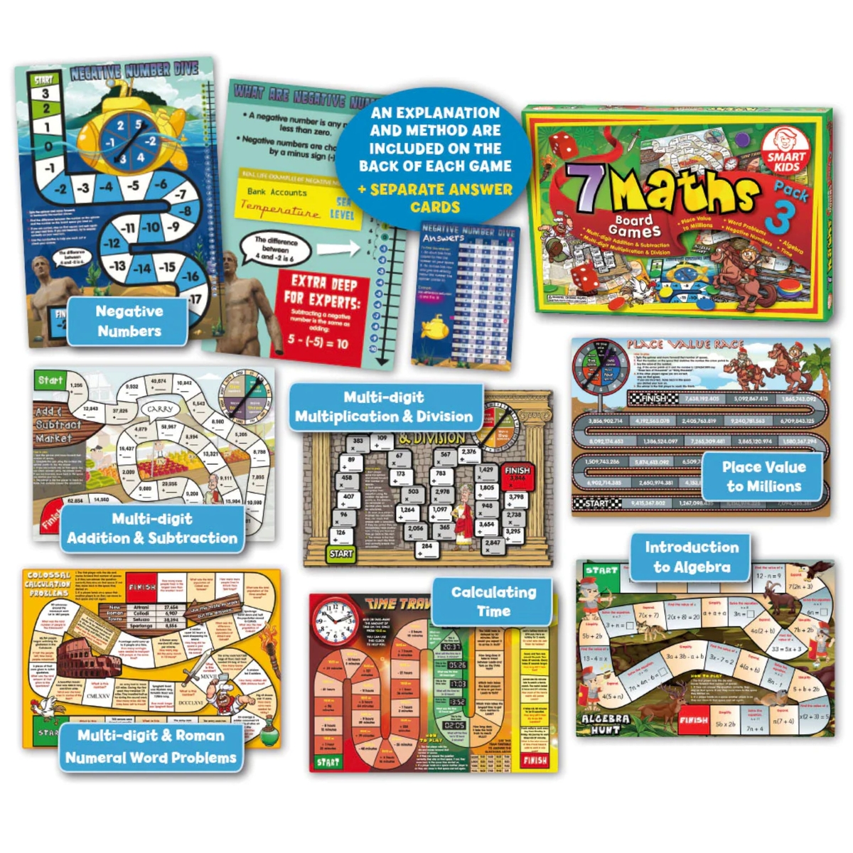 SMART KIDS 7 Maths Board Games - Year 6-8 | HC1768102 | Findel ...