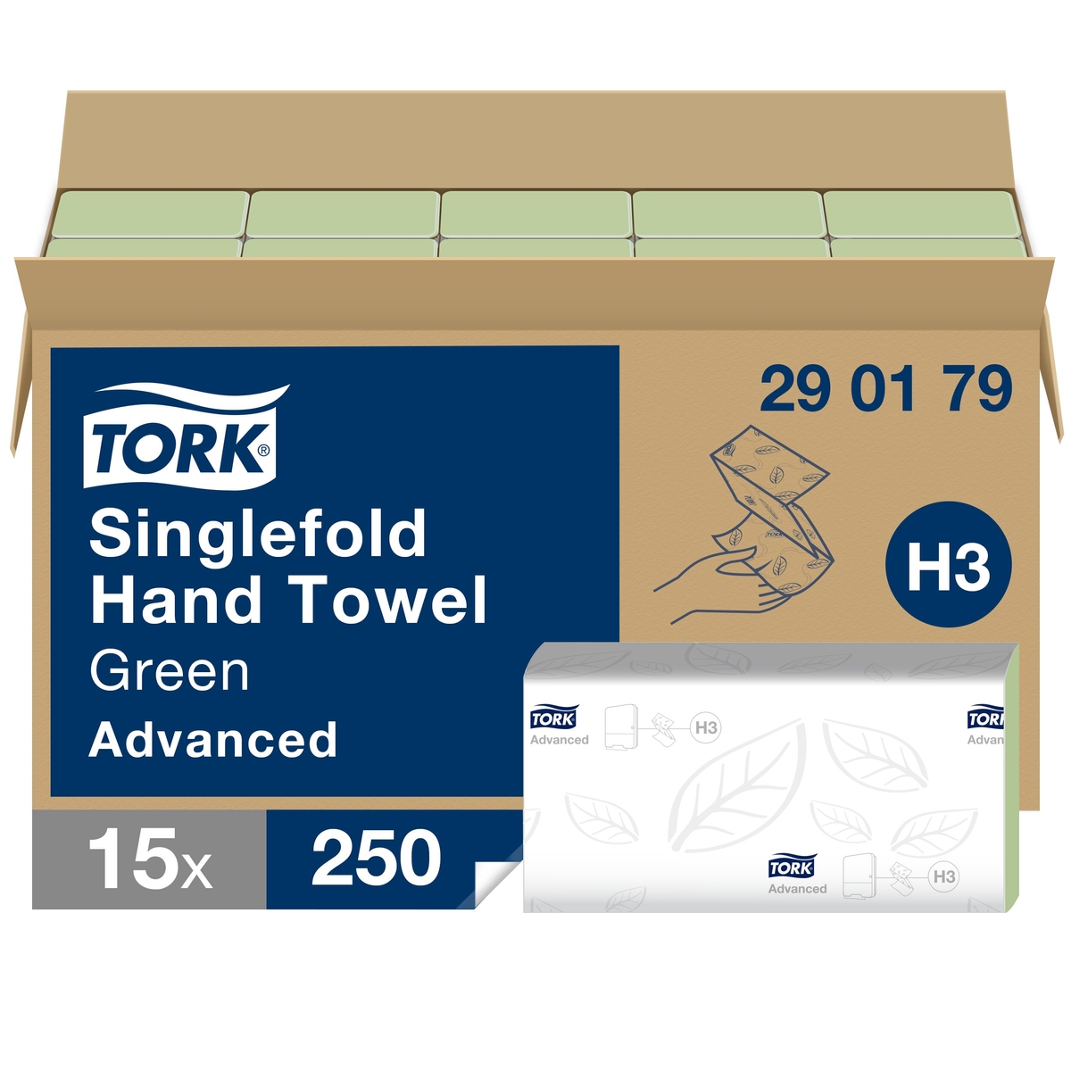 TORK Green Singlefold Hand Towels - Pack of 15 | HE1828591 | Hope