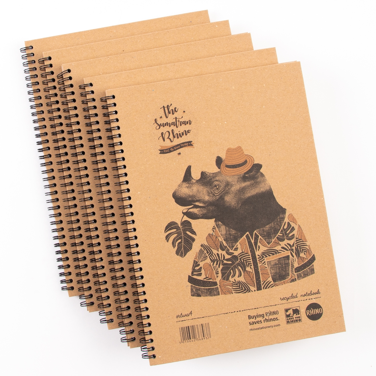 RHINO Recycled Hardback Notebook - A4 - Pack of 5 | HC1853695 | Findel International