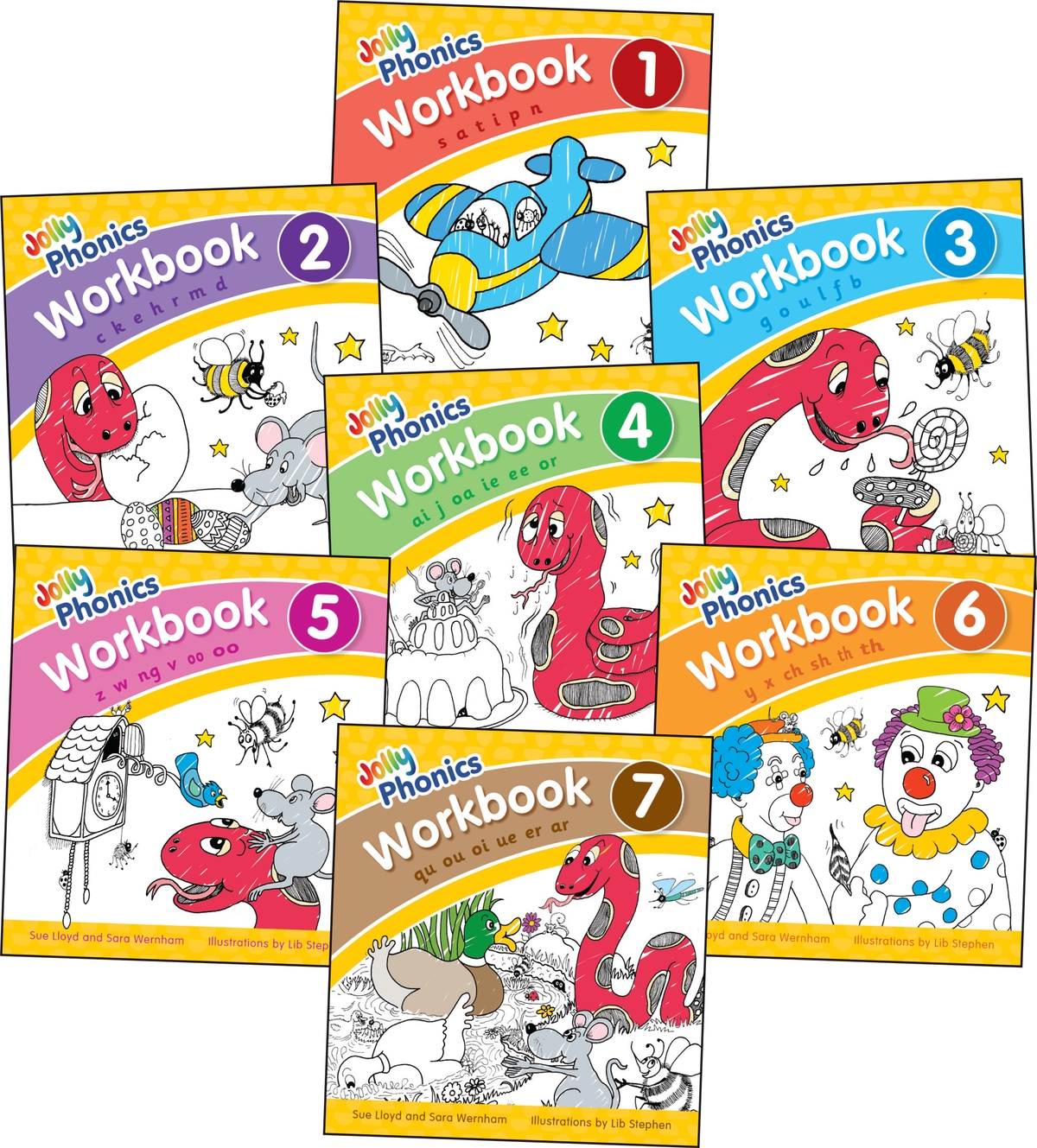 Jolly Phonics Workbooks - Phase 2/3 - Pack of 7 | G413692 | GLS