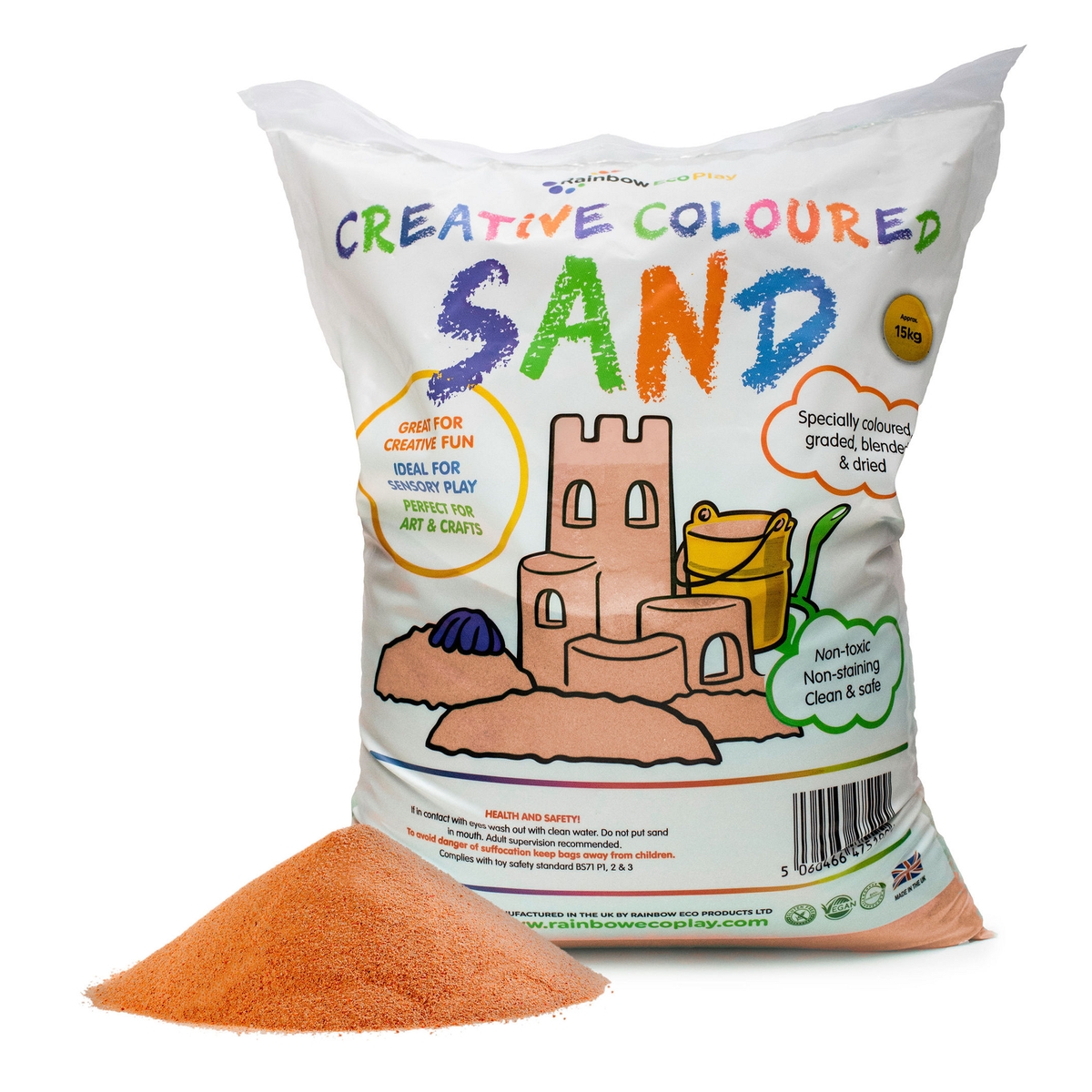 Rainbow Eco Play Coloured Sand - Orange 15kg Bag | HC125534 | Findel ...