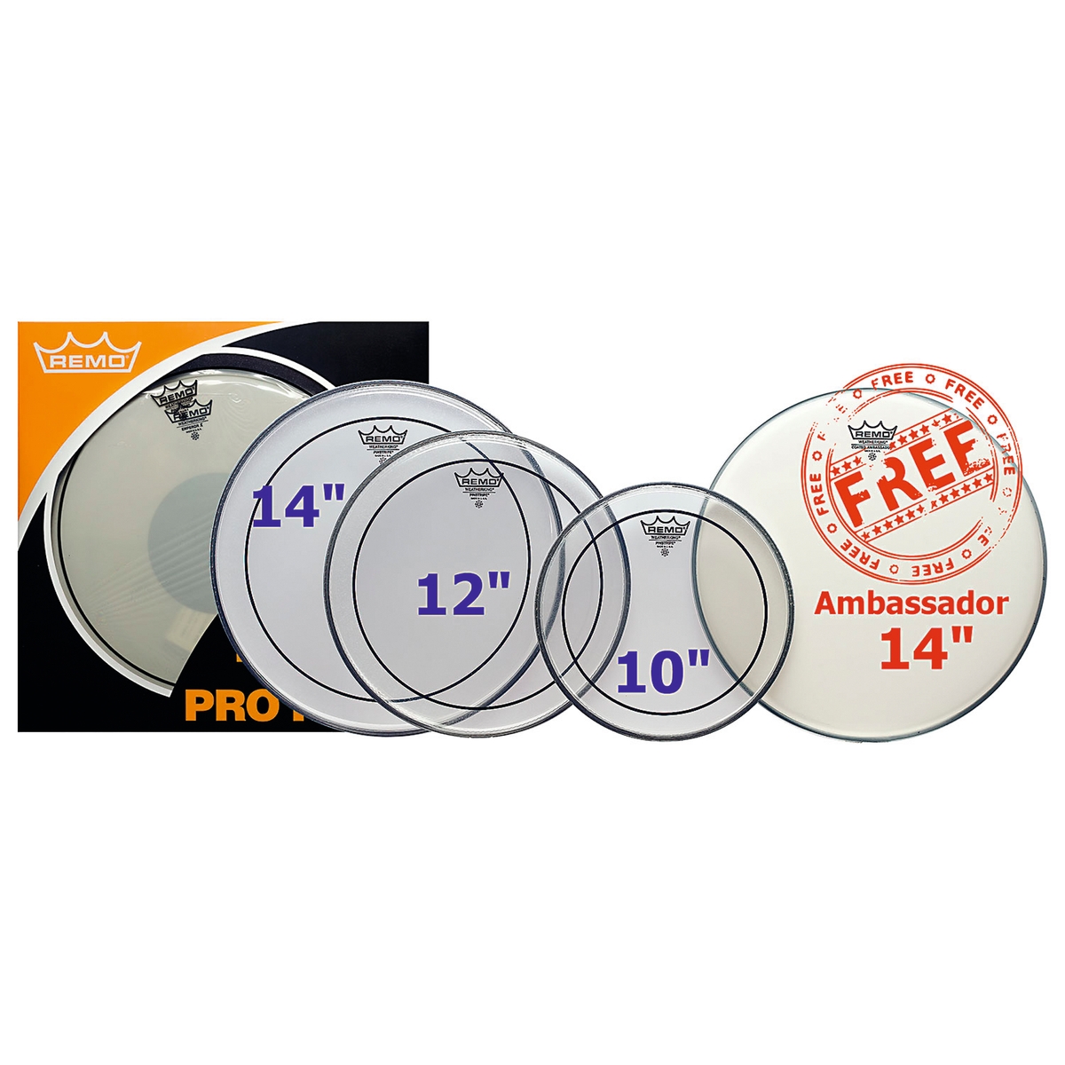 REMO Pinstripe Pro Pack Drum Skins - Clear - 10/12/14in | HC1875370 ...