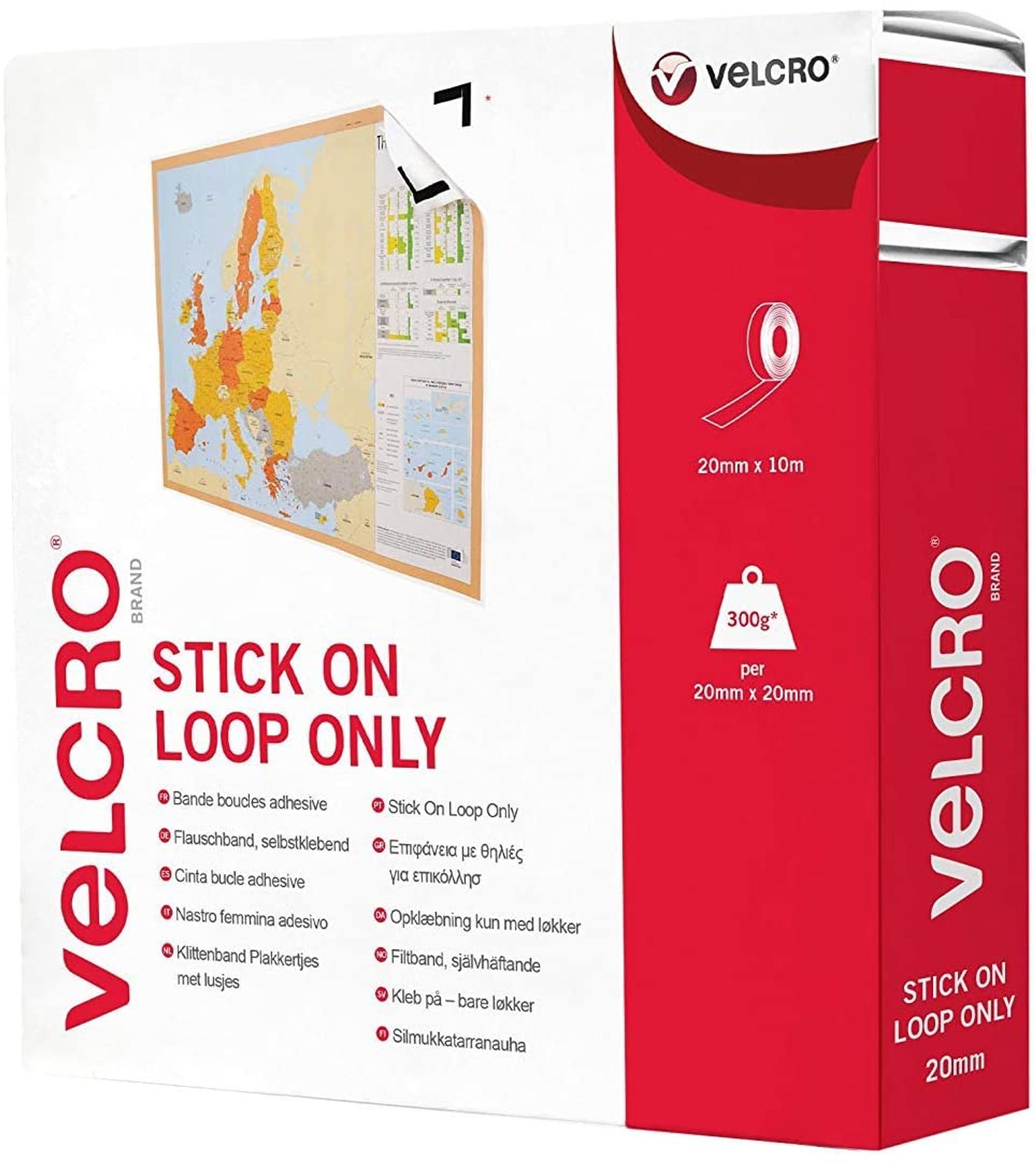 VELCRO Brand White Stick on Tape - Loop Only - 20mm x 10m | HP00051156 ...