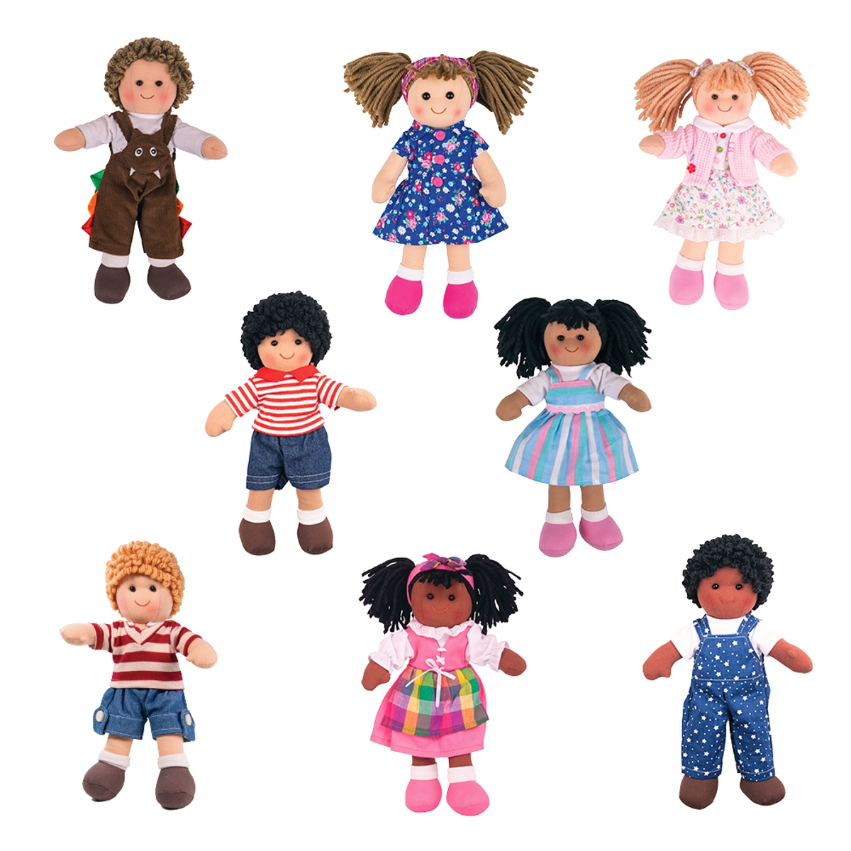BIGJIGS Toys Small Soft Doll Set - Pack of 8 | CP00051492 | Findel ...