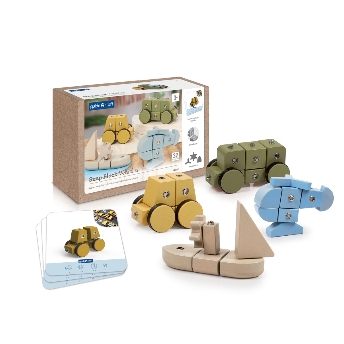 Guidecraft Snap Block Vehicles - 32 Piece | GP00054801 | GLS