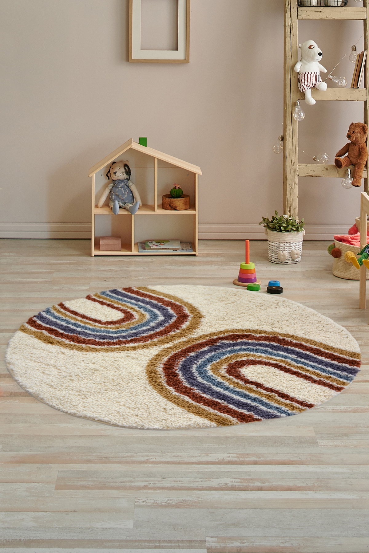 Modern Rainbow Circle Shaggy Rug - Small | GP00056892 | GLS