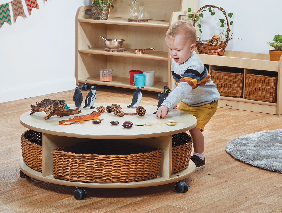 Millhouse Single Tier Mobile Circular Storage Unit with 4 Baskets ...