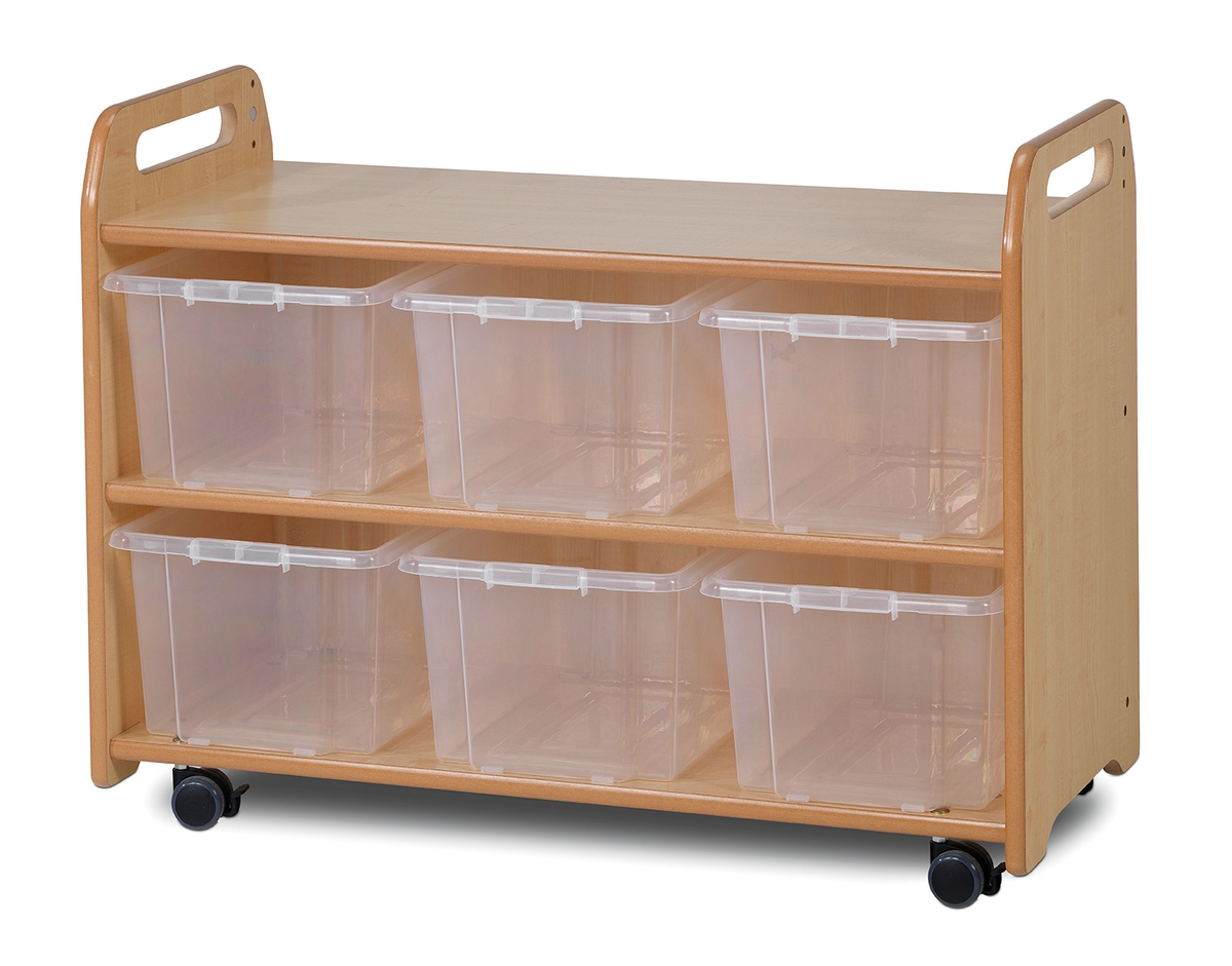 Millhouse Mobile Shelf Unit with Display & Mirror Back and 6 Clear Tubs ...